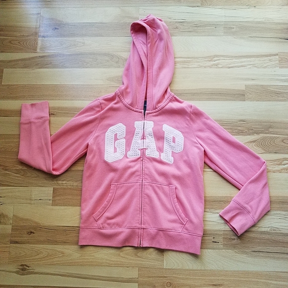 GAP | Shirts & Tops | Girls Gap Logo Rhinestone Zip Front Hoodie | Poshmark